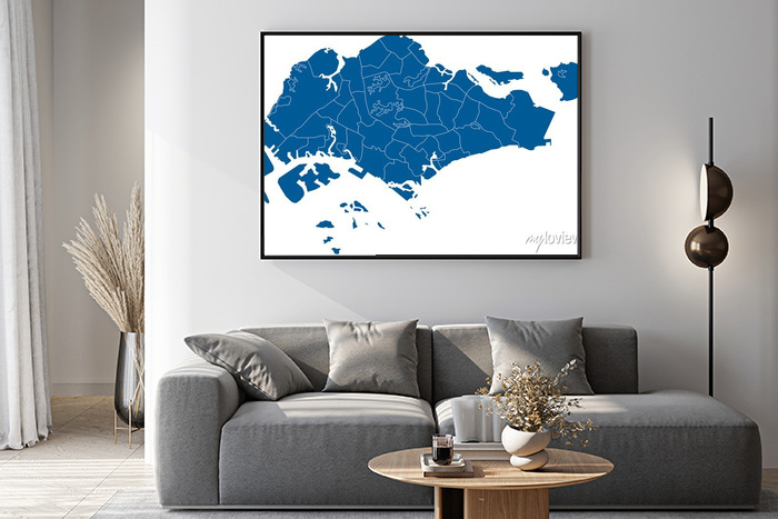 Singapore political map divide by state posters for the wall • posters ...